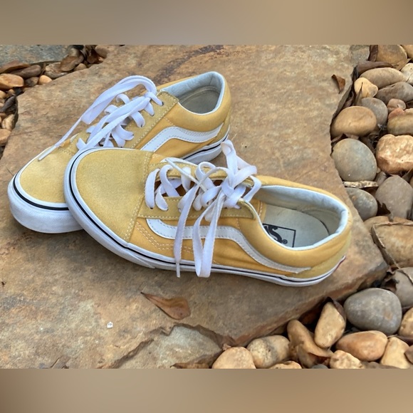 Vans | Shoes | Mustard Colored Yellow And White Oldskool Vans | Poshmark